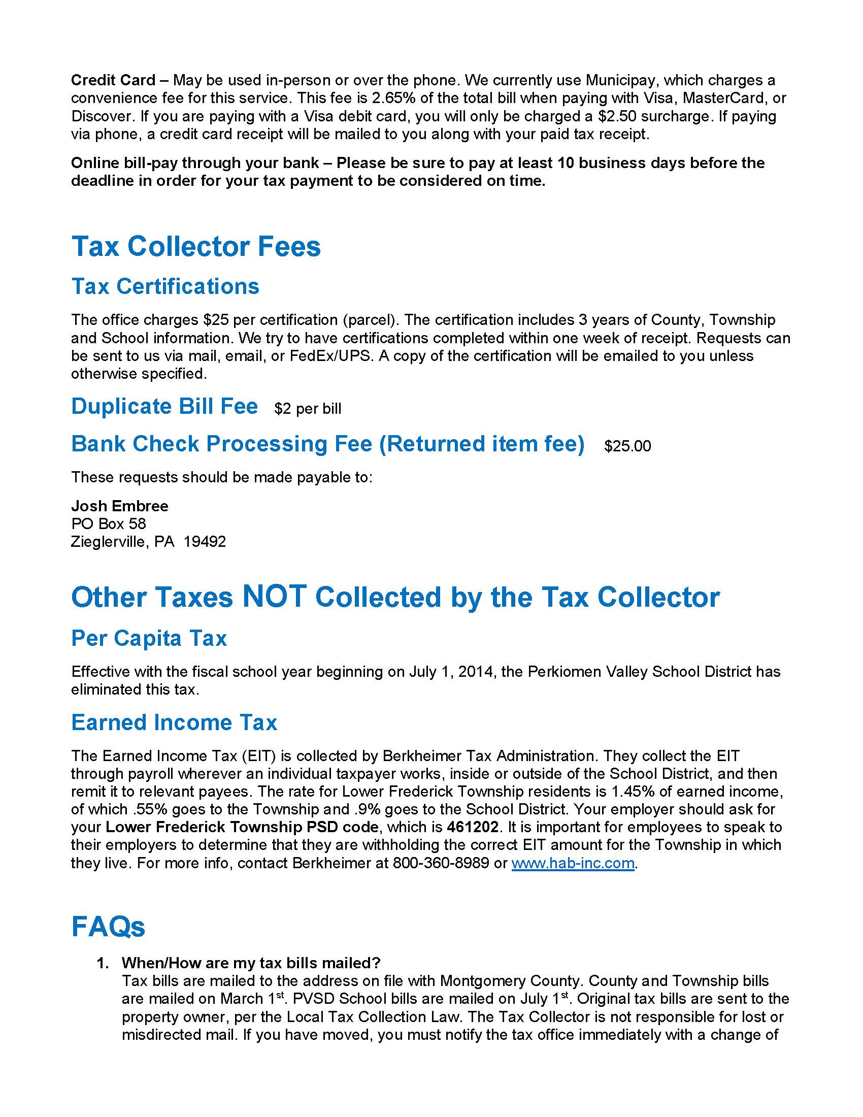 Taxes - Lower Frederick Township